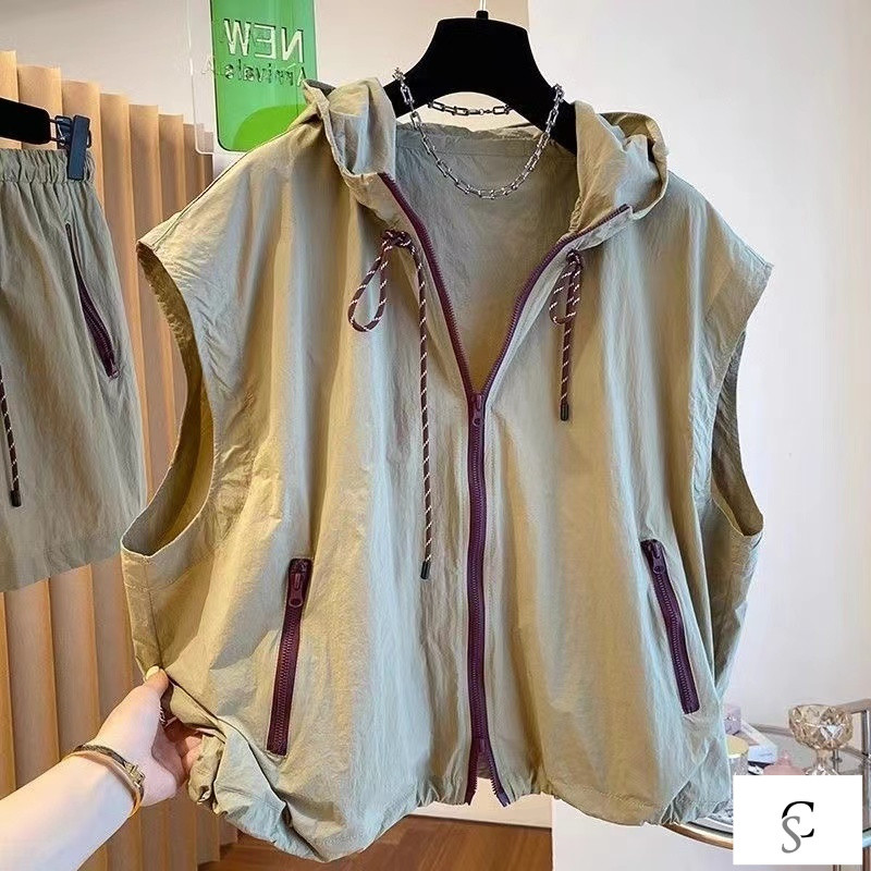 【XL-8XL大尺碼】👩女西裝背心 背心 真口袋 開襟背心2025夏季新款連帽馬甲無袖輕薄上衣寬鬆速幹休閒防曬外套男女 | 蝦皮購物