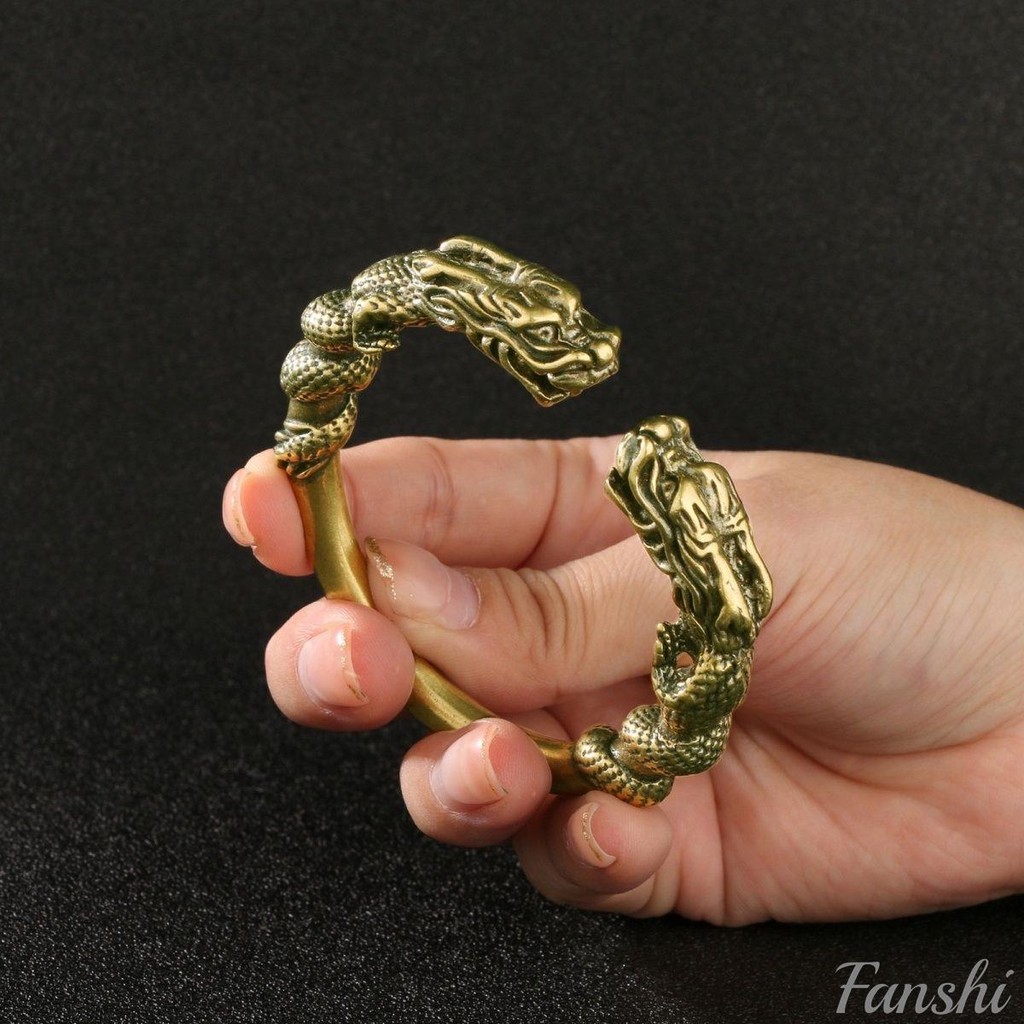 Fanshi｜雙龍頭手鐲 復古做舊鐲子 黃銅手鐲 黃銅手環 純銅 手鍊男 手環 男生手鍊 黃銅手鍊 手鐲 招財 轉運手鍊 | 蝦皮購物