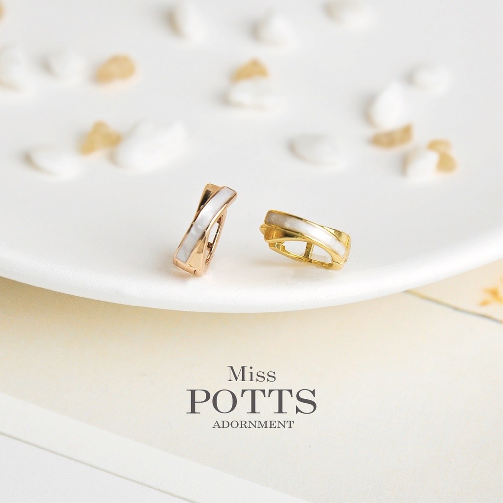 MissPotts｜Lorna 琺瑯交叉耳扣 S925銀針耳環 銀針飾品 琺瑯 圓形 圓圈 耳扣 耳針 | 蝦皮購物