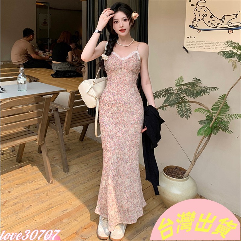 大尺碼女裝 韓版胖MM大碼女裝『50-100㎏可穿』L-4XL夏季新款粉紫色蕾絲拚接V領弔帶連衣裙套裝胖MM顯瘦碎 | 蝦皮購物