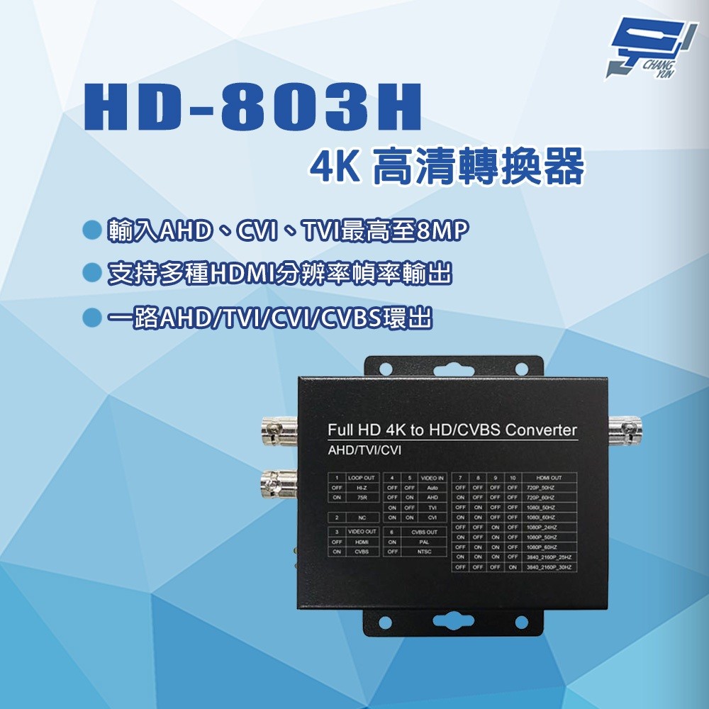 昌運監視器 HD-803H AHD/TVI/CVI/CVBS 安裝方便 HDMI 4K高清轉換器 | 蝦皮購物