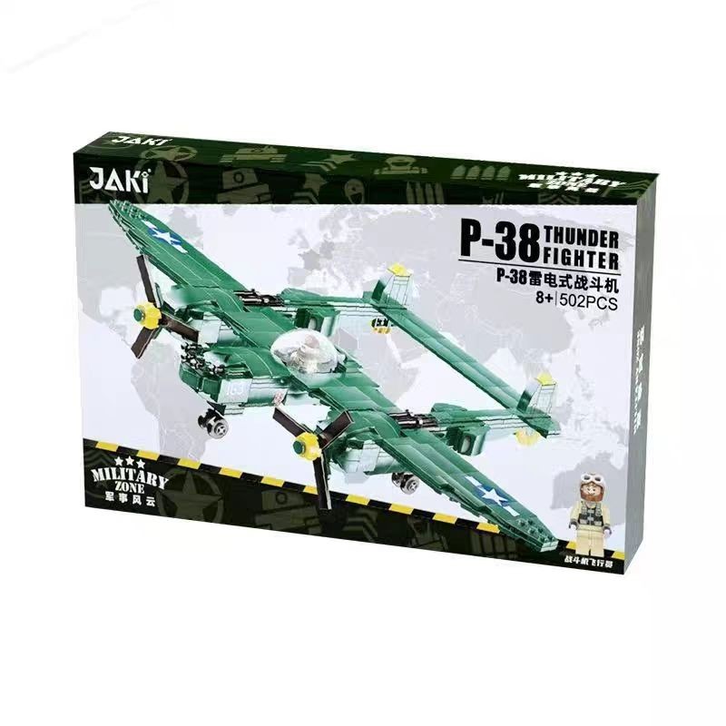 戰鬥機 JAKI佳奇9160積木男孩軍事系列P-38二戰復古戰斗機飛機積木通過BSMI認證：M57088 | 蝦皮購物