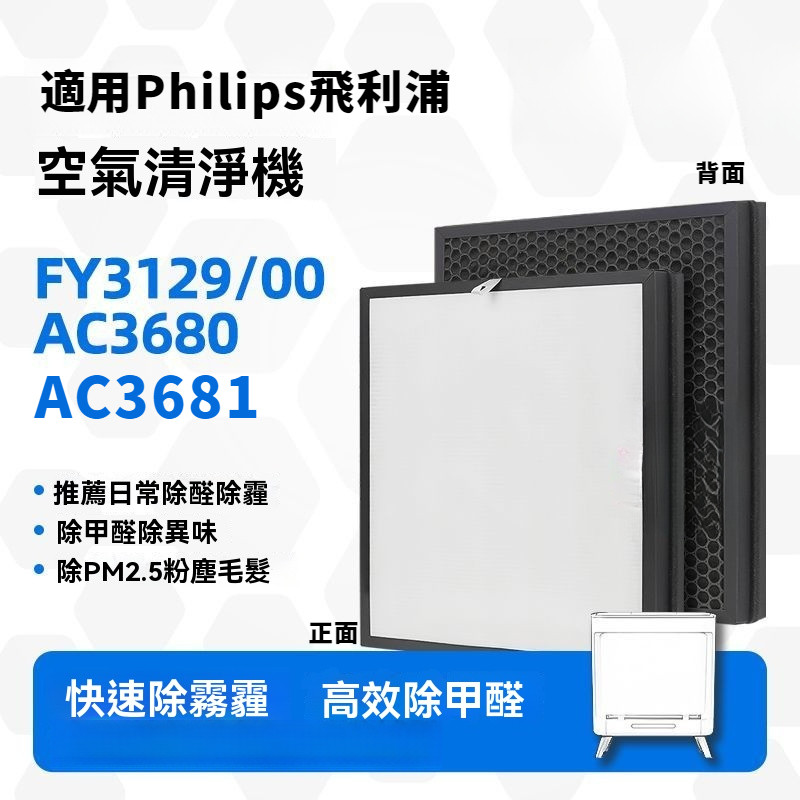 適用Philips飛利浦AC3681/80毛小奈寵物空氣清淨機3合1除臭活性碳+抗敏HEPA濾網濾芯FY3129 | 蝦皮購物