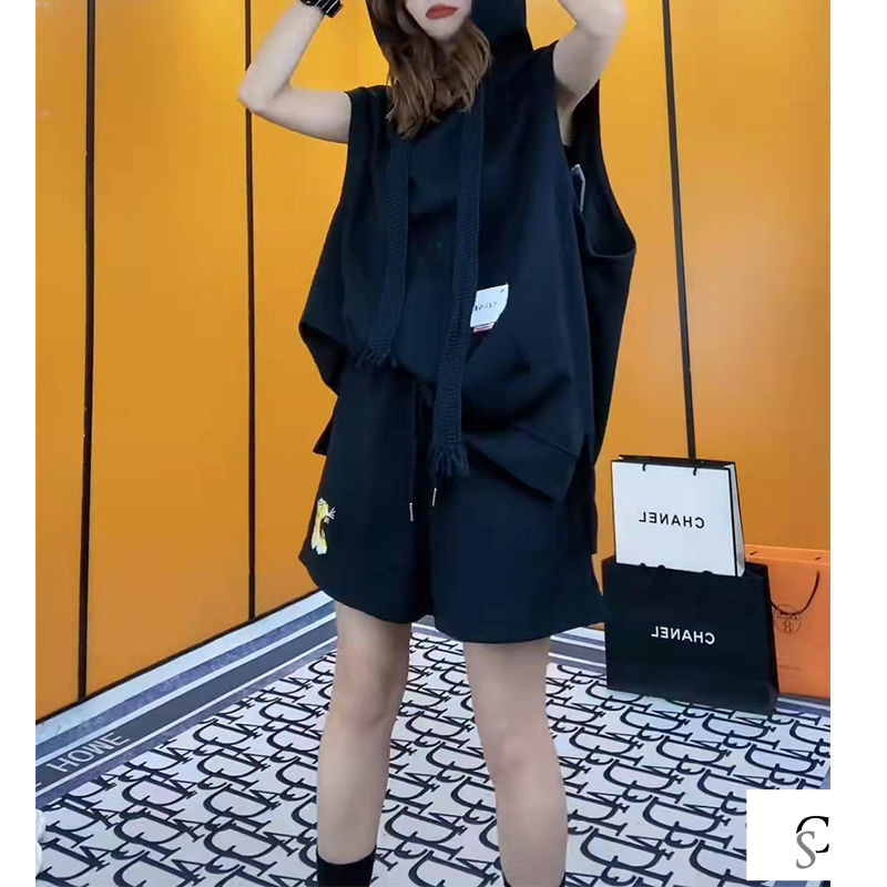 【XL-8XL大尺碼】👩大尺碼套裝 夏薄款 韓版套裝 運動套裝 胖MM特大碼300斤無袖連帽中長款馬甲 | 蝦皮購物