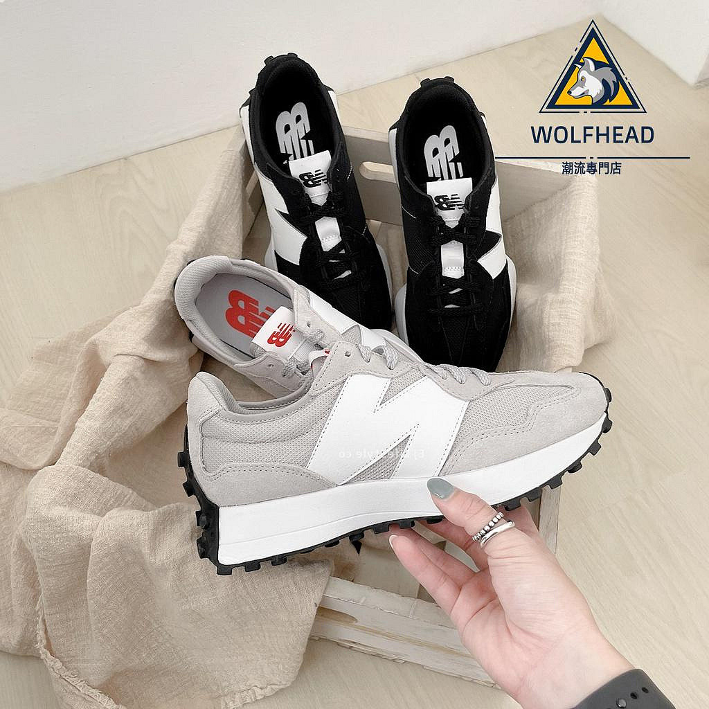 潮鞋店 NEW BALANCE 327 NB 網布 麂皮 黑白 灰銀 紅 灰 銀 MS327CGW CBW | 蝦皮購物