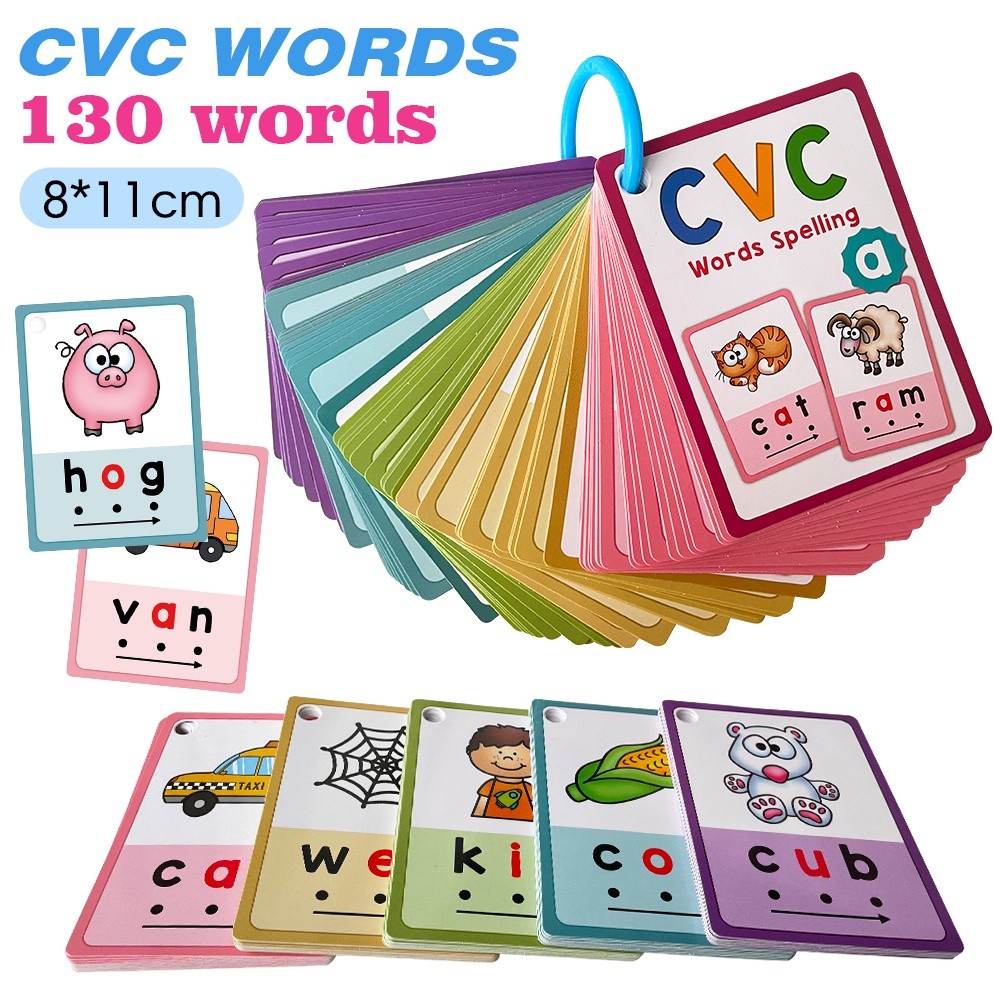 70Pcs CVC Words Phonics English Flashcards for Kids Children | 蝦皮購物
