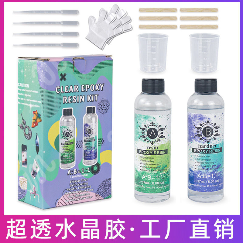 環氧樹脂水晶透明滴膠diy手工膠水1:1ab膠河流桌上色滴膠製品膠 CFOW | 蝦皮購物