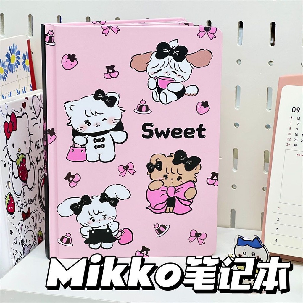 臺灣現_貨🔥可愛mikko聯名彩頁硬殼a5筆記本粉色少女心超厚橫線日記本手賬本 小羊咩咩困 | 蝦皮購物