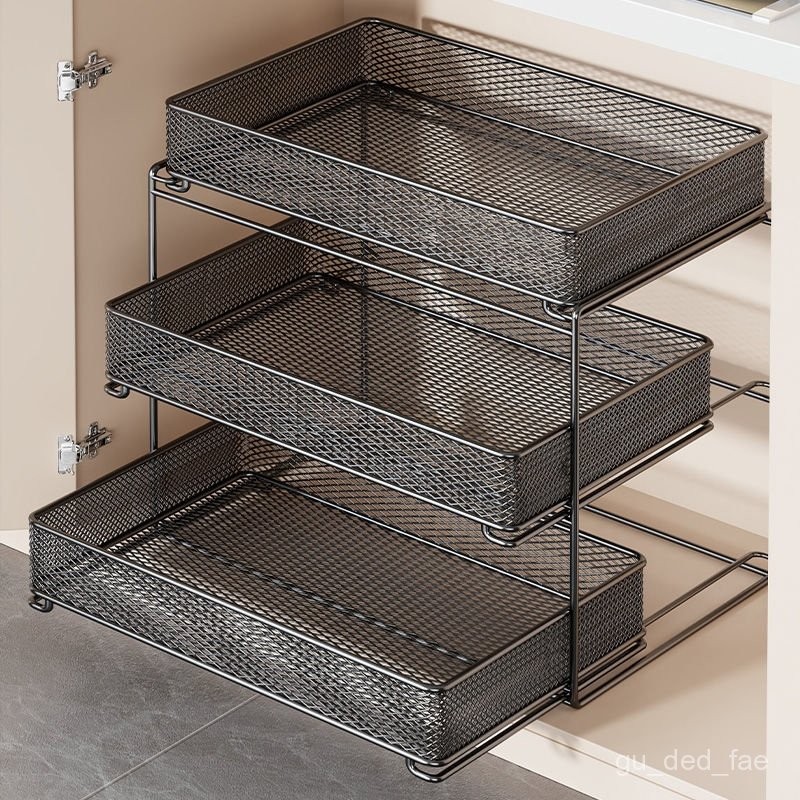 【3394人收藏】廚房置物架下水槽家用抽拉多層鍋具調料收納架臺麵多功能櫥櫃隔層 9QWH | 蝦皮購物