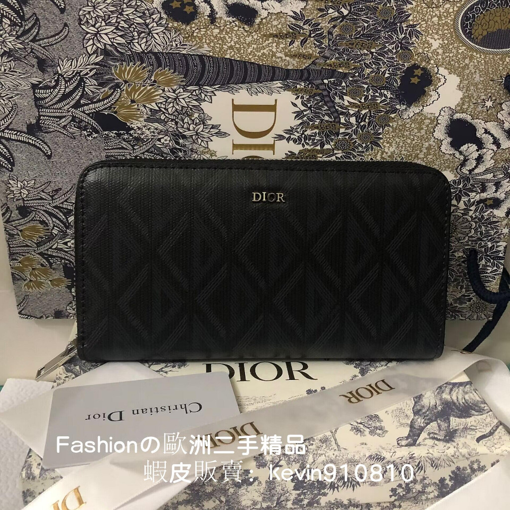 DIОR 迪澳 PVC Oblique 印花拉鏈長夾 長錢包 手拿包 男生拉鏈長夾 錢包 | 蝦皮購物