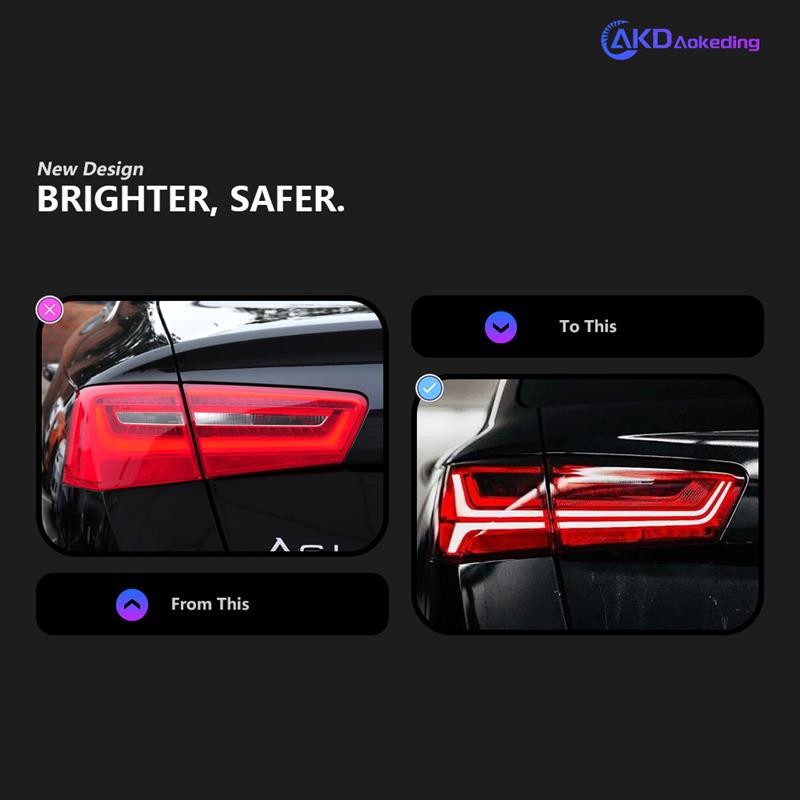 先用後付" 12-15年奧迪A6尾燈總成A6L C7改C7Pa魚骨尾燈LED流水轉向燈 | 蝦皮購物