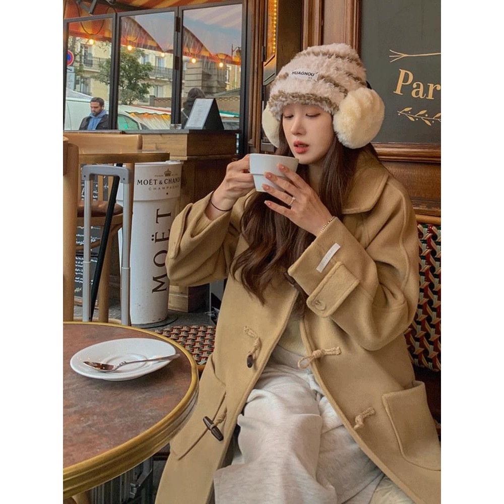 Codibook｜韓國 wannabemuse 炒年糕釦長大衣 2色[預購]大衣 牛角釦大衣 女裝 | 蝦皮購物