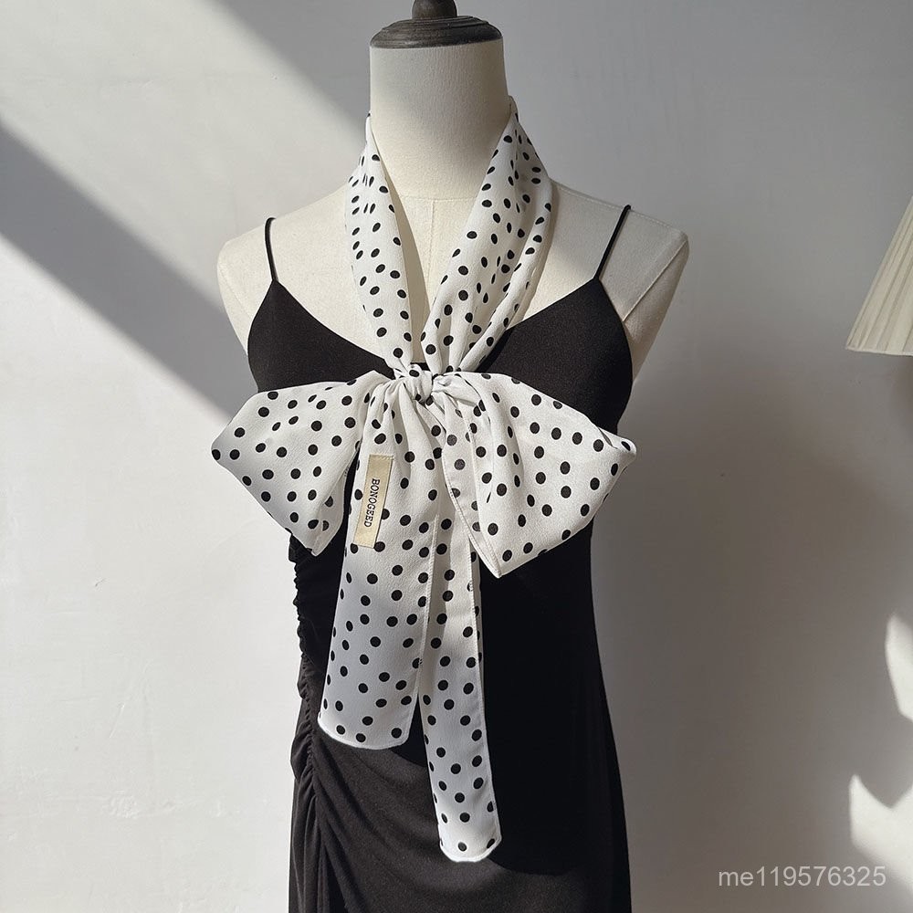 ALICE's CHOice Cfnbharvest品牌平角波點休閒日係飄帶女花瑤皺質感絲巾領巾柔軟 JDJX | 蝦皮購物