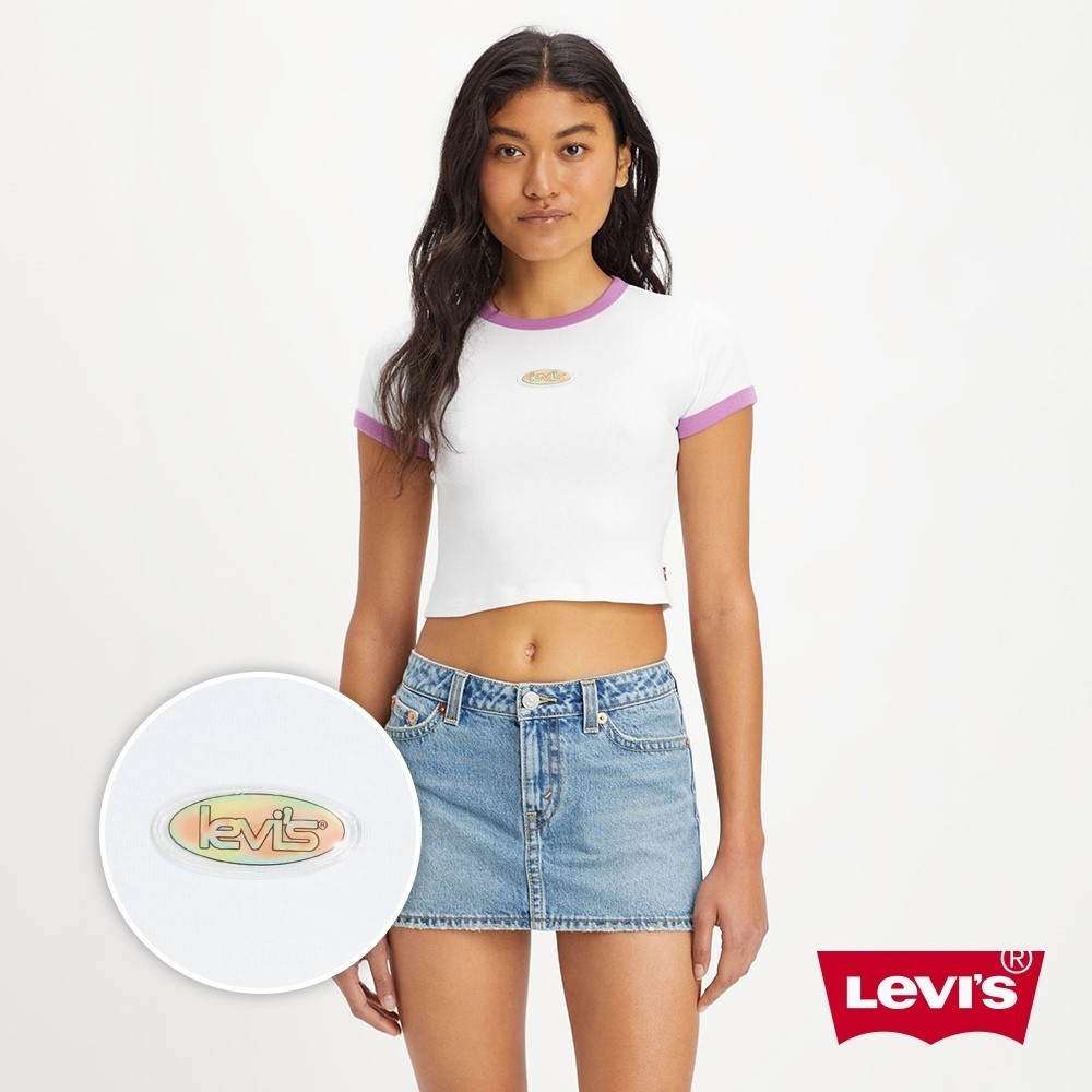 Levis 復古滾邊短版T恤 / 修身版型 / 千禧炫彩Logo徽章 白 女款 A3523-0034 熱賣單品 | 蝦皮購物