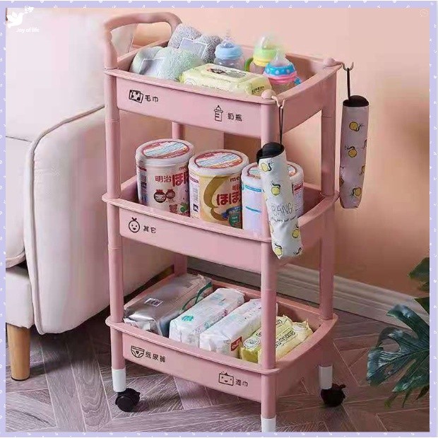 3-tier trolley kitchen sundries cart shelf storage rack baby | 蝦皮購物