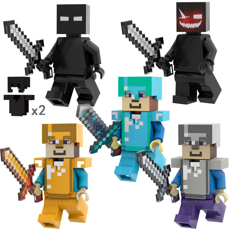 新款 兼容樂高 積木 我的世界 煩人的村民 紅眼Null史蒂夫 拼裝玩具 人仔武器 通過BSMI認證：M57088 | 蝦皮購物