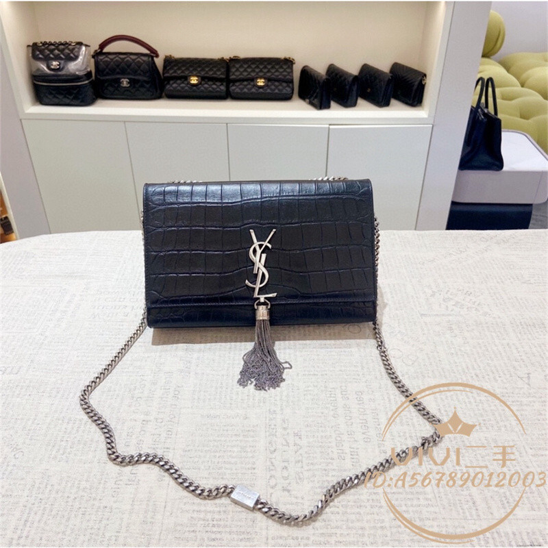 現貨 YSL kate 銀標流蘇包 354119 聖羅蘭 信封包 鱷魚紋 中號 鏈條小方包 單肩包 斜挎包 | 蝦皮購物