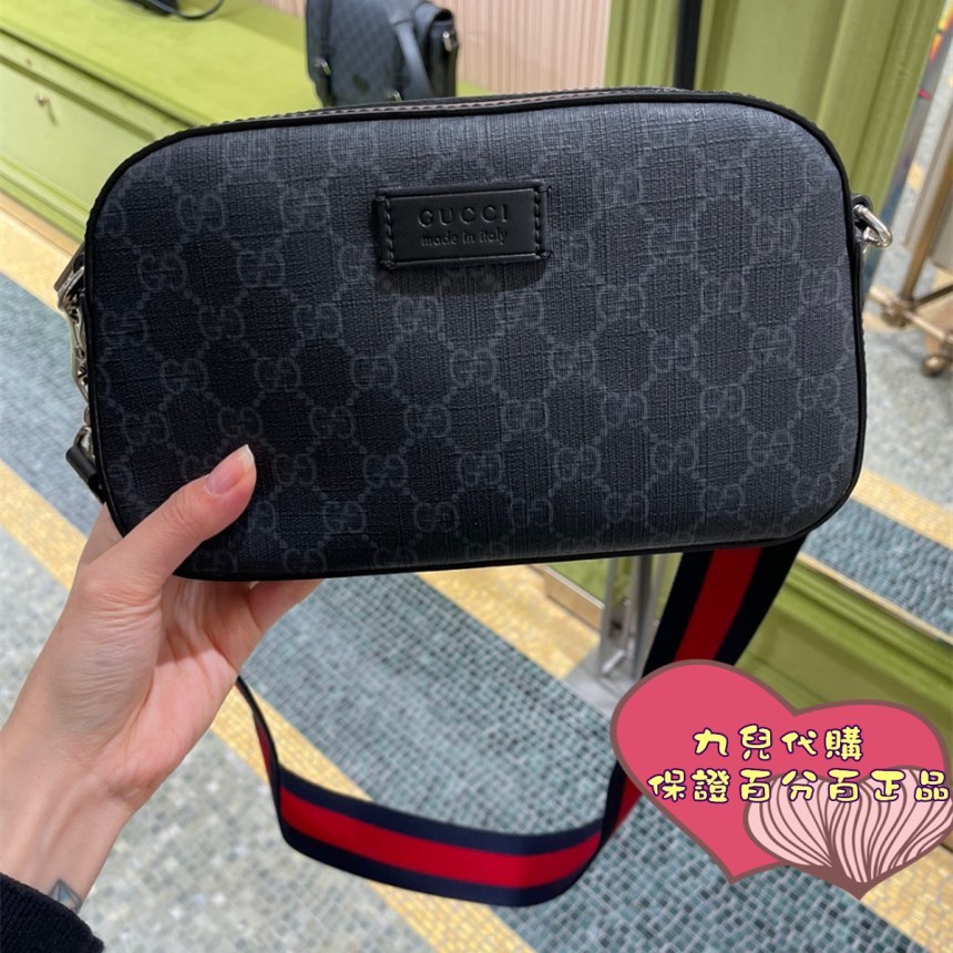 GUCCI 古馳 GG Supreme 黑灰帆布 574886 相機包 肩背包 斜挎包 小方包 | 蝦皮購物