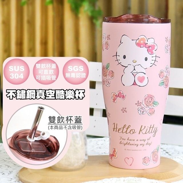 【現貨】小禮堂 Sanrio 三麗鷗 Hello Kitty 不鏽鋼真空酷樂杯冰霸杯 900ml (玫瑰款) | 蝦皮購物
