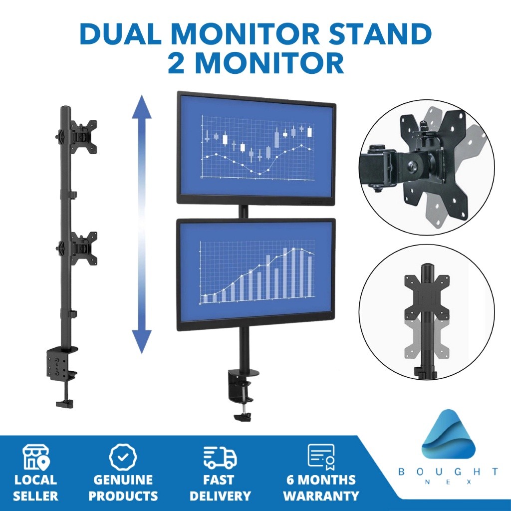 Dual Monitor Stand 2 Monitor Vertical Up Down Stand Top Bott | 蝦皮購物
