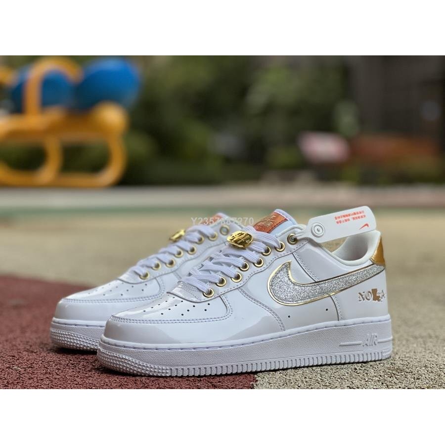 Nike Air Foce 1 Nola Low AF1 白金 金邊 閃粉Logo 滑板鞋DZ5425-100 | 蝦皮購物