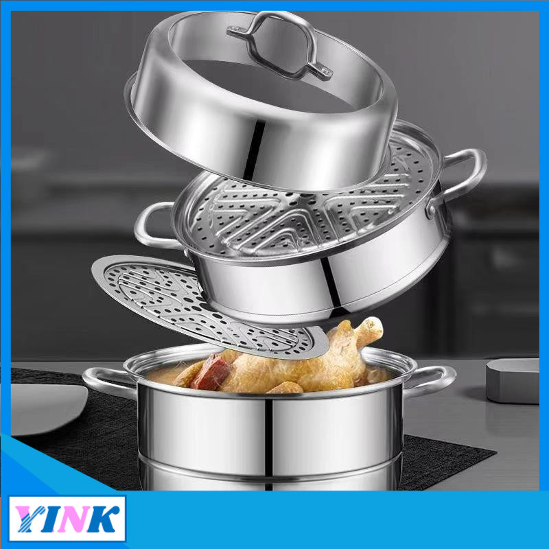 YINK-304不鏽鋼蒸鍋加厚復底三層湯蒸鍋雙層家用蒸籠湯鍋禮品大鍋彩盒 | 蝦皮購物
