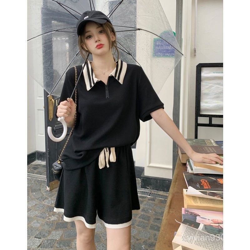 【胖MM大尺碼】L-4XL 夏季女裝 大碼女裝 特大碼300斤運動套裝女大碼胖MM休閒時尚POLO領短袖短褲兩件套潮 | 蝦皮購物
