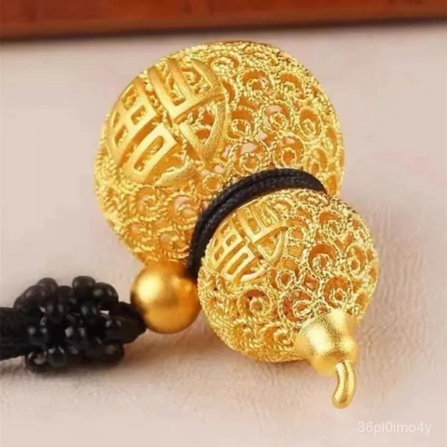 【今日搶】正品沙金葫蘆吊墜男女款鏤空招財福運葫蘆掛墜送禮高級 ANWJ BBB | 蝦皮購物