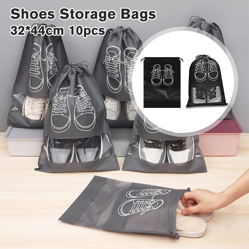 10pcs Non-Woven Drawstring Shoe Storage Bag,Shoe Bags for Tr | 蝦皮購物