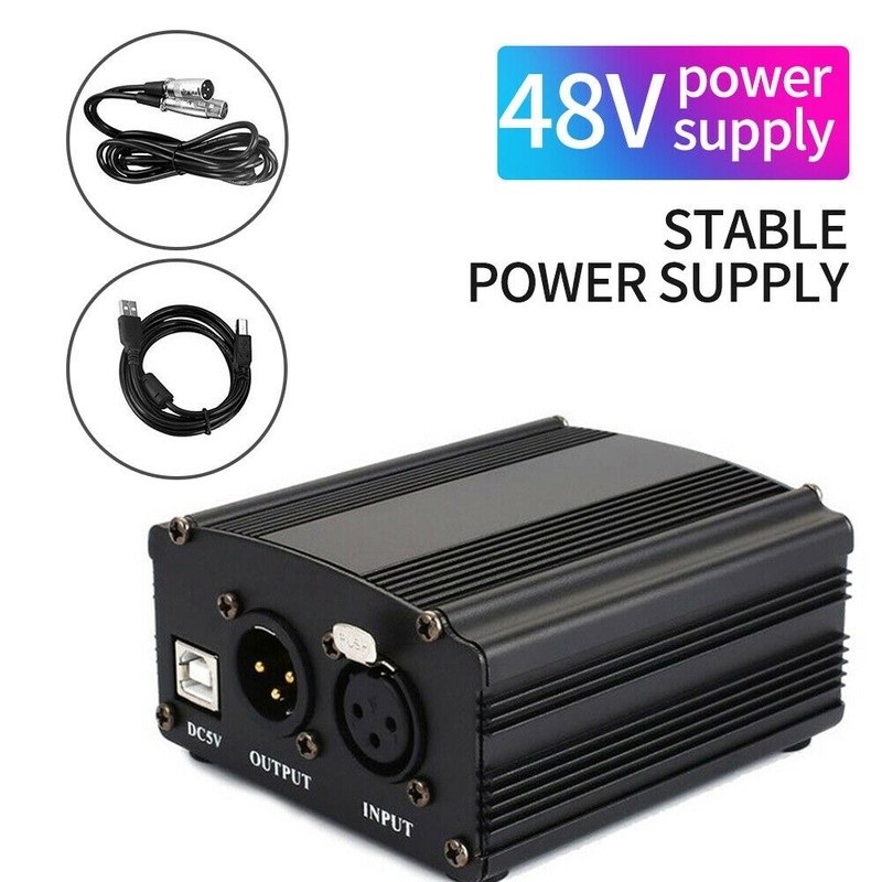 Phantom Power Supply with Adapter & XLR Audio Cable for Cond | 蝦皮購物