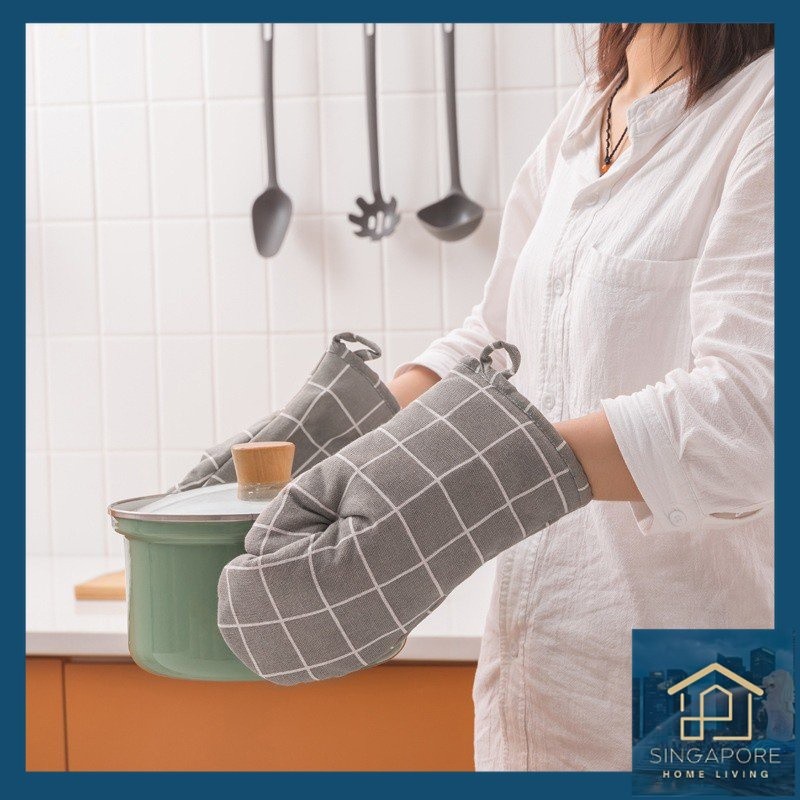 Thick Cotton Oven Microwave Mitt Heat Proof Hot Resistant Ha | 蝦皮購物