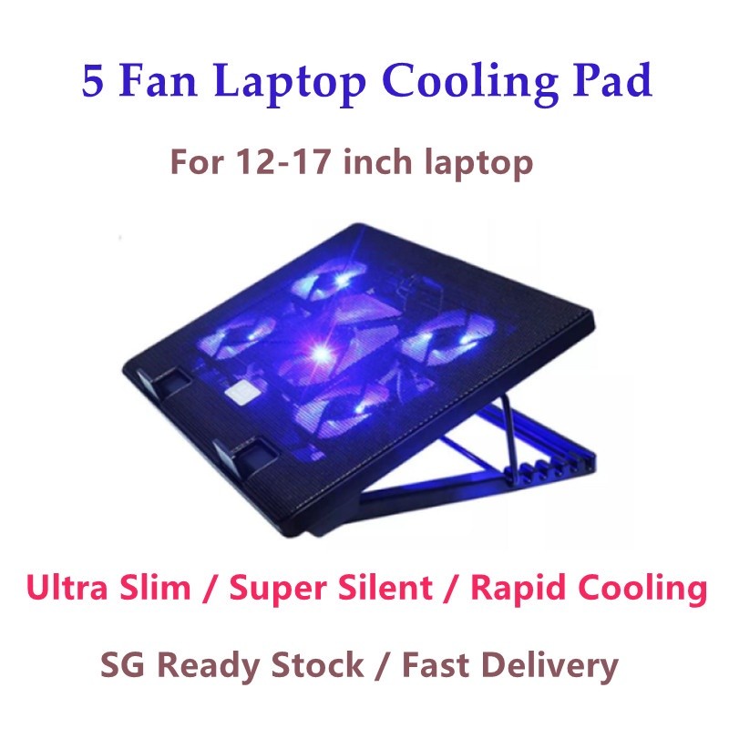 Strong 5-Fans 2 USB Laptop Cooler Cooling Pad LED Notebook C | 蝦皮購物
