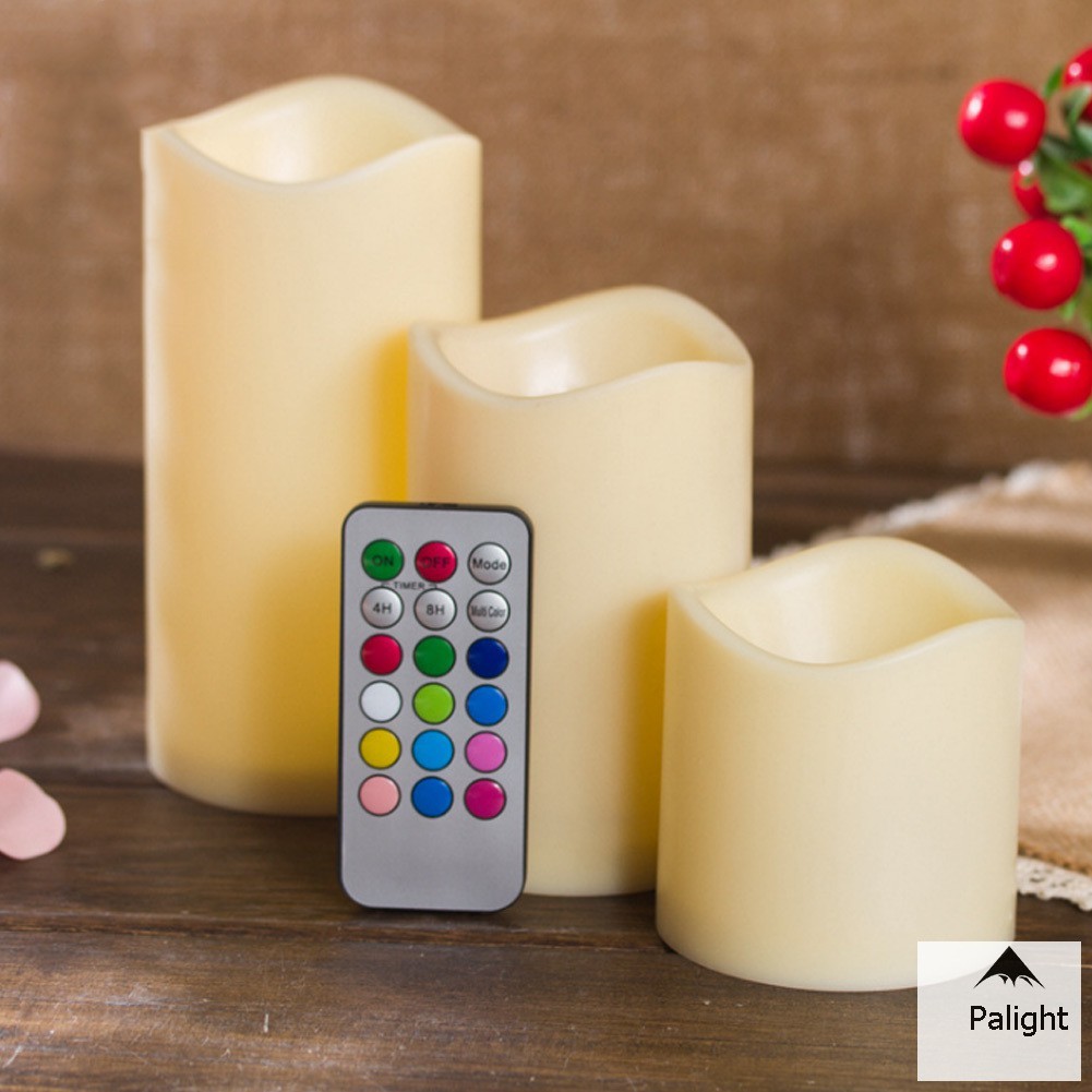 3Pcs Flameless LED Candles Flickering Color Changing Candle | 蝦皮購物