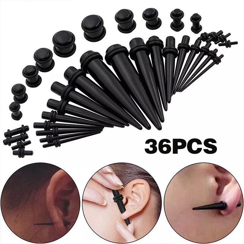 36pcs/set Ear Stretcher Ear Expander Tunnel Taper Plug O-rin | 蝦皮購物
