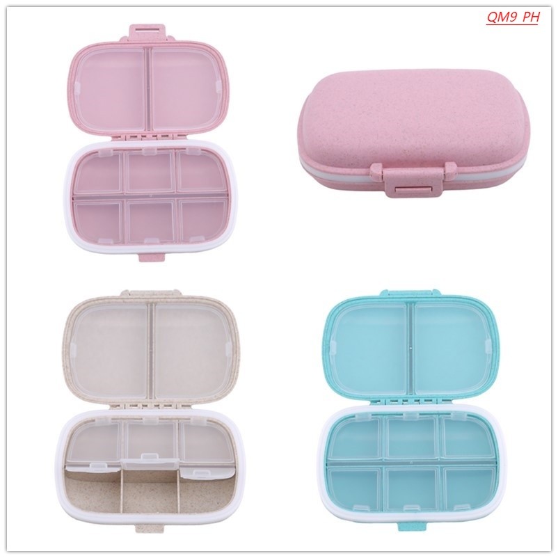 Double Layer 8 Grids Wheat Pill Box Travel Medicine Health C | 蝦皮購物