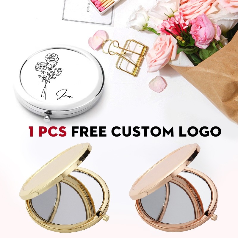1PCS Free Personalized Compact Mirror Custom Pocket Makeup M | 蝦皮購物