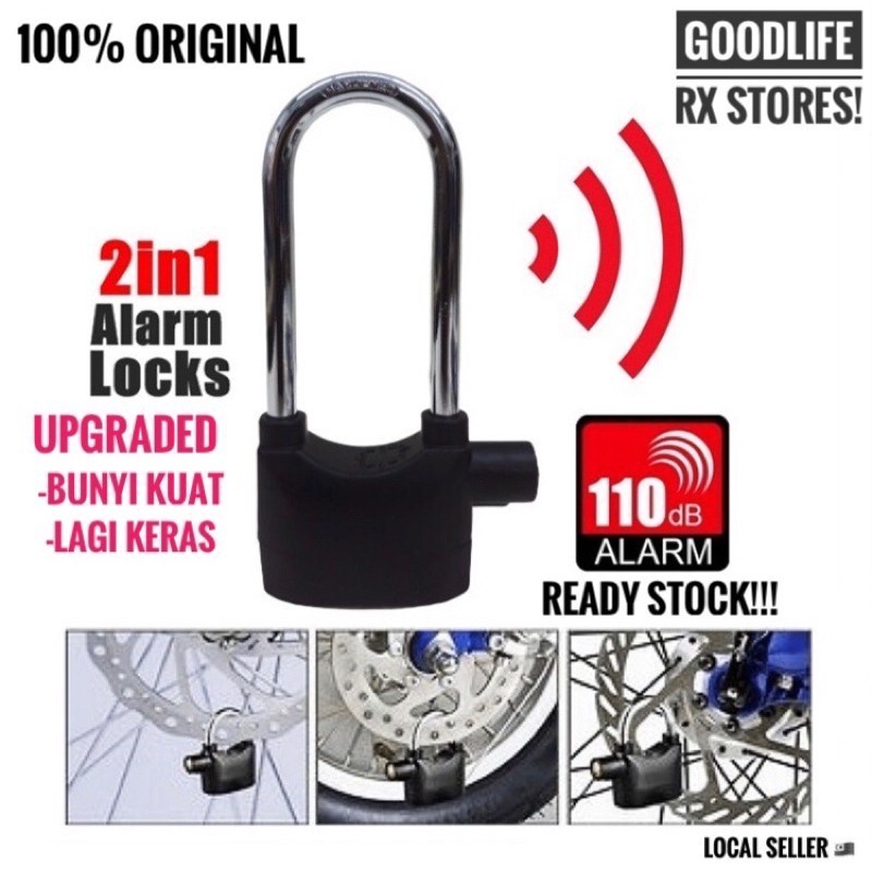 110dB Alarm lock siren alarm padlock for door/motor/bicycle | 蝦皮購物