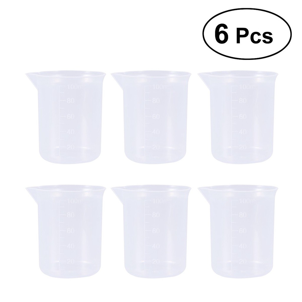 6pcs 100mL PP Plastic Graduation Beakers Measuring Cups Lab | 蝦皮購物