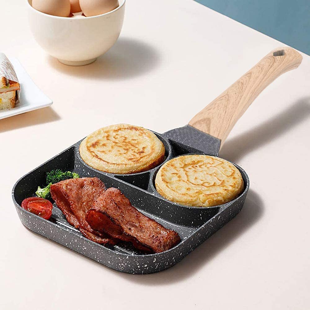 3 Section / 4 Grid Nonstick Egg Frying Pan Omelette Pan Alum | 蝦皮購物
