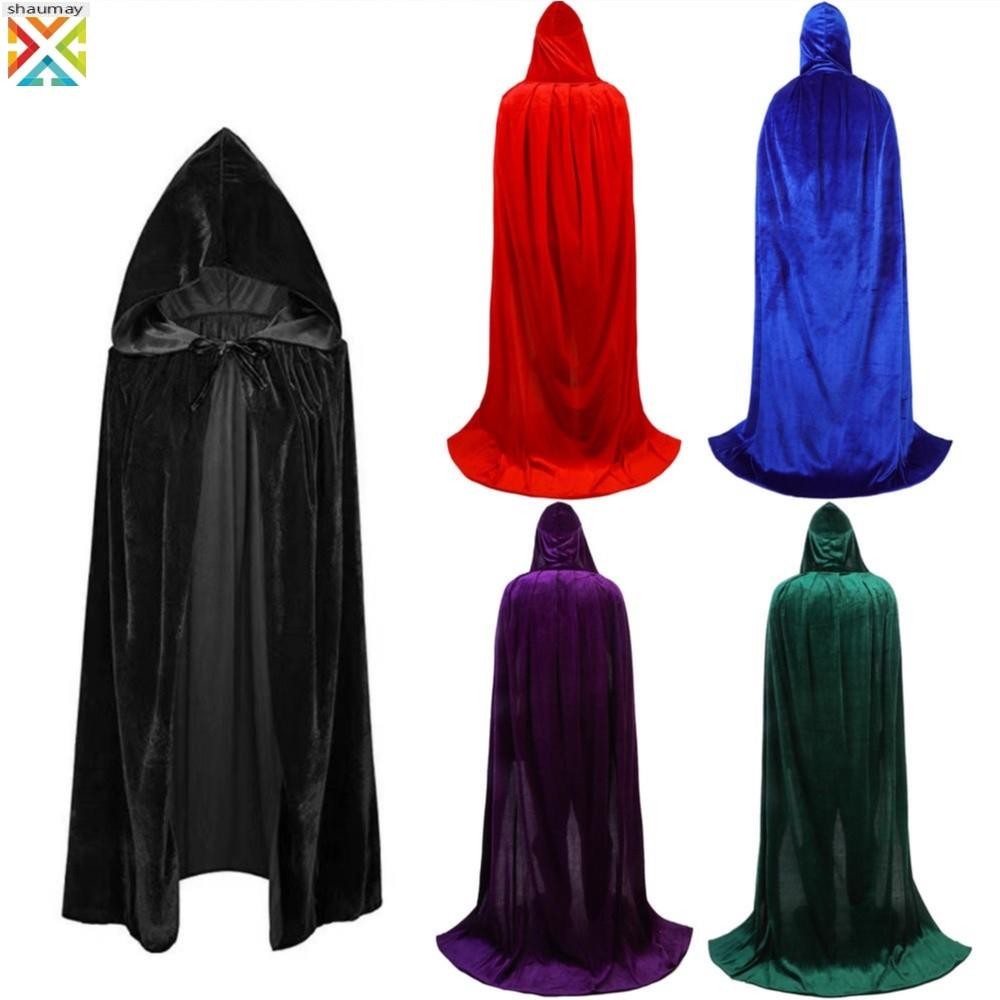 Velvet Hooded Cloak With Hood Halloween Vampire Long Robe Wi | 蝦皮購物