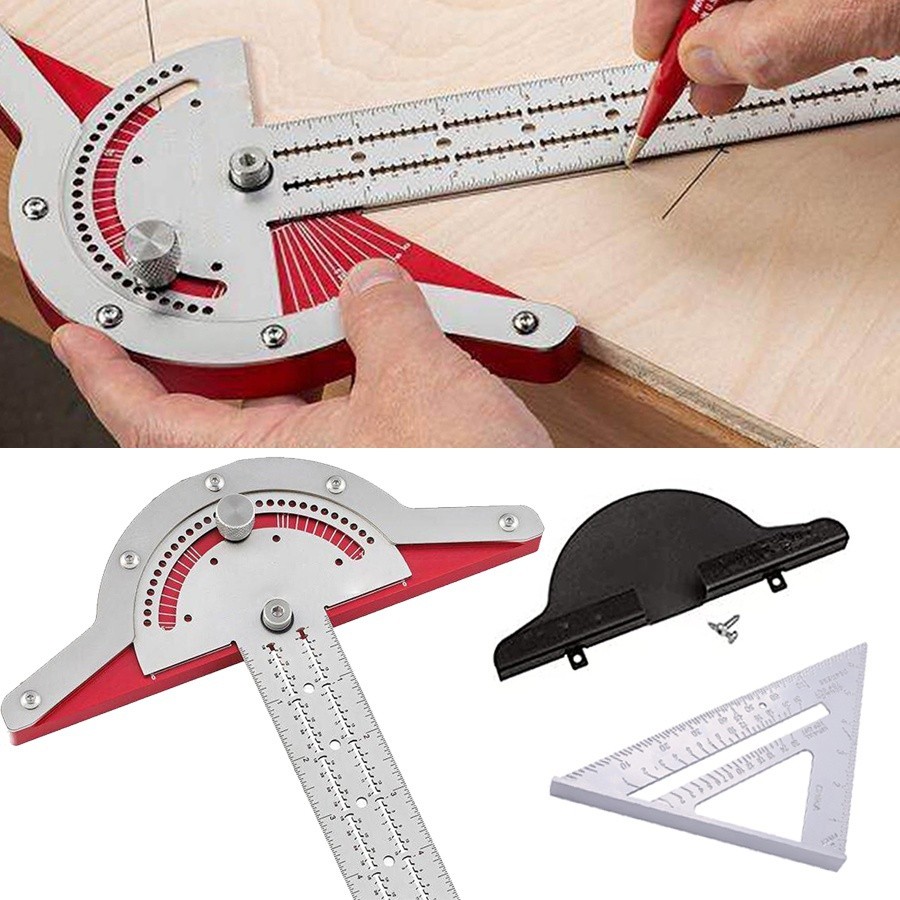 Woodworkers Edge Rule, Adjustable Angle Protractor Two Arm W | 蝦皮購物