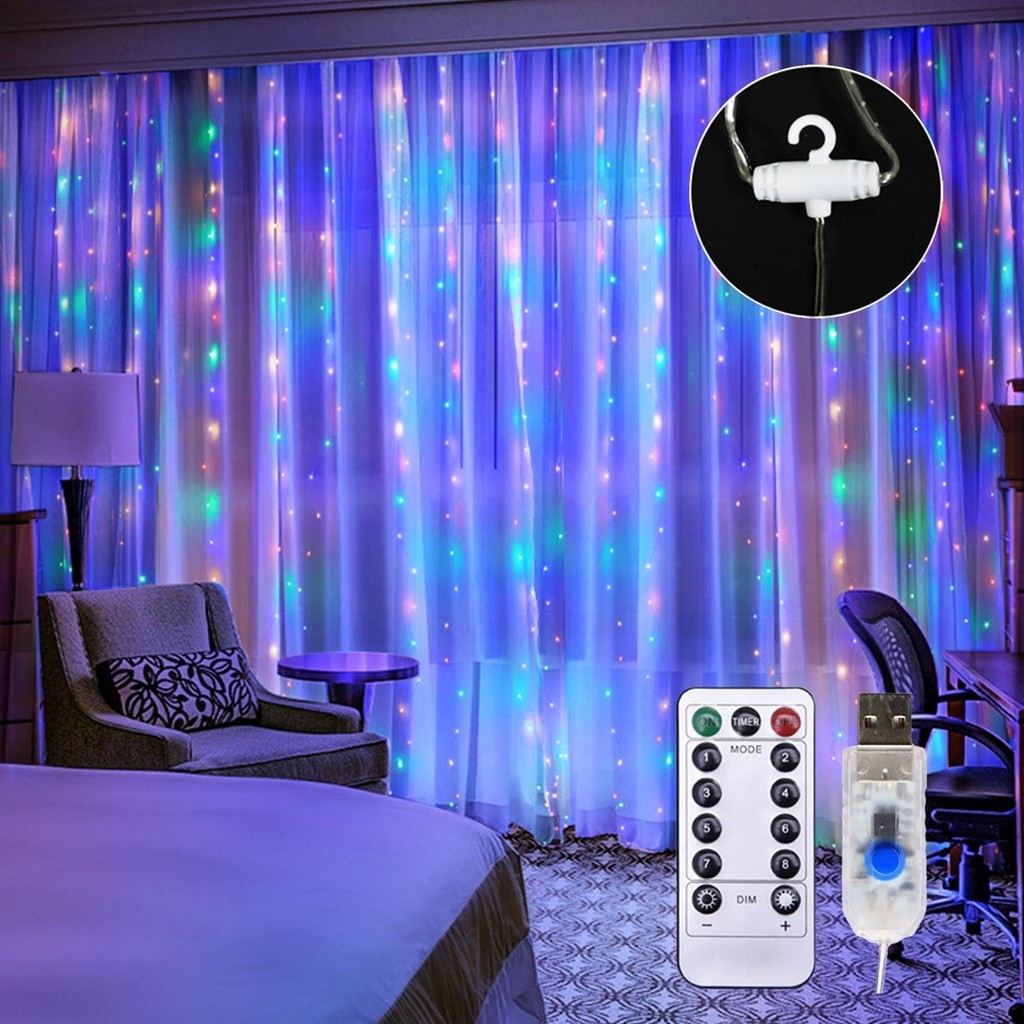 10 X 3FT 100LEDs Curtain String Lights Curtain Fairy Lights | 蝦皮購物