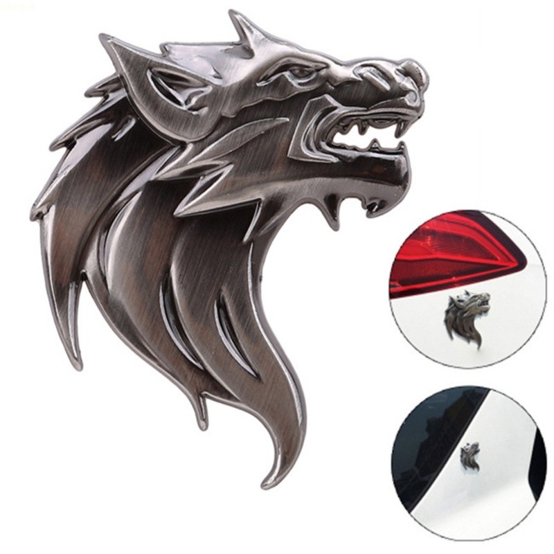 3D Metal Car Sticker Auto Badge Emblem with Wolf Head for | 蝦皮購物