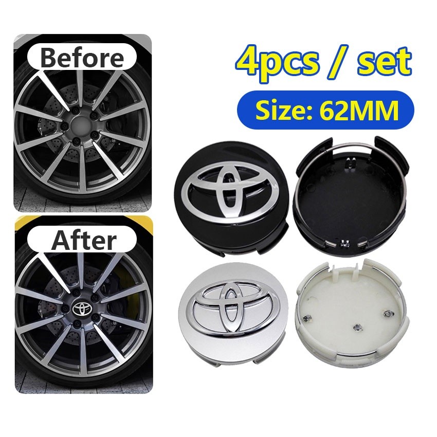 4pcs Car Wheel Hub Center Cap 3D Emblem Toyota 62MM for Inno | 蝦皮購物