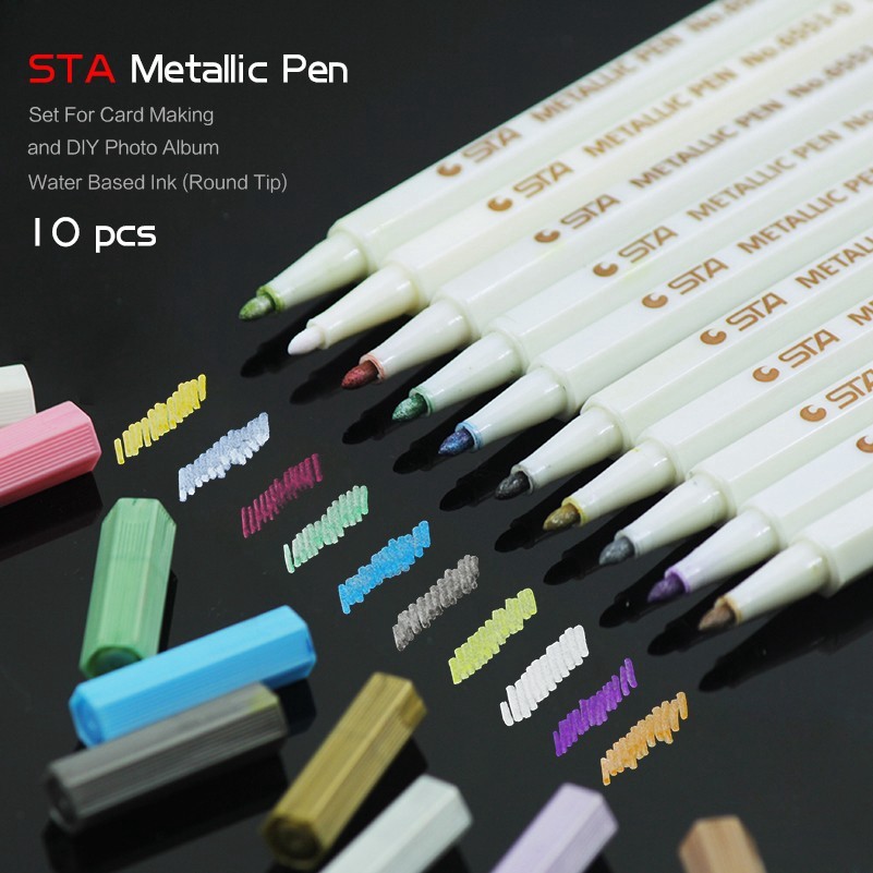 10 Pcs STA Colour Metallic Maker Pens Colour Pen for Scrapbo | 蝦皮購物