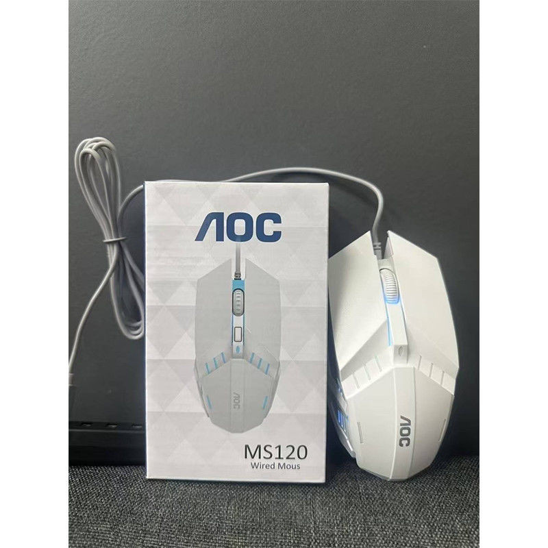 💕桃園出貨💕AOC MS120有綫鼠標4D七彩呼吸髮光辦公商務遊戲電腦筆記本通用usb | 蝦皮購物