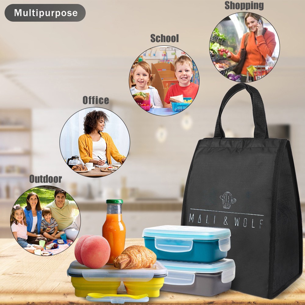 Insulated Lunch Bag WaterProof With Side Pockets Lunch Box B | 蝦皮購物