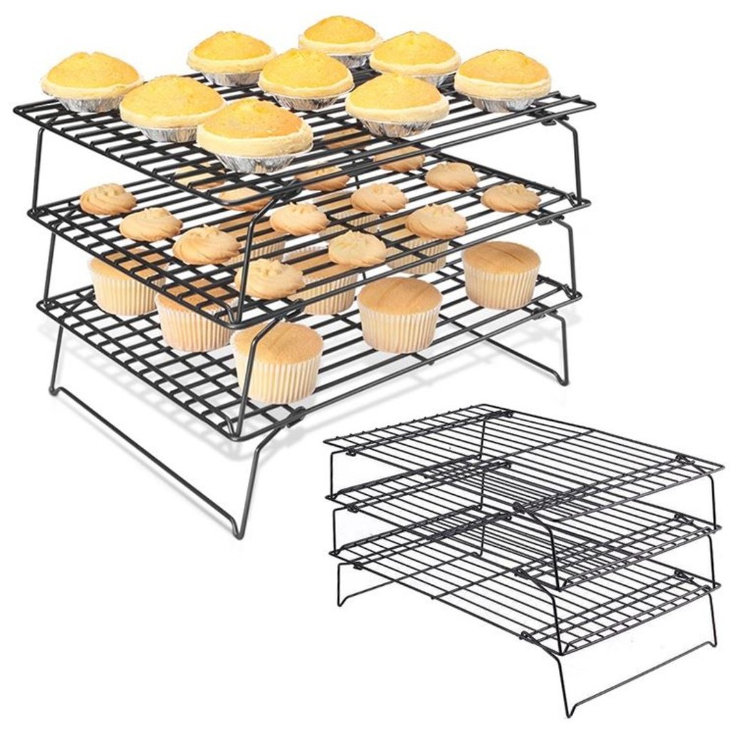 3pcs Baking rack cooling non-stick stackable bbq net rack | 蝦皮購物