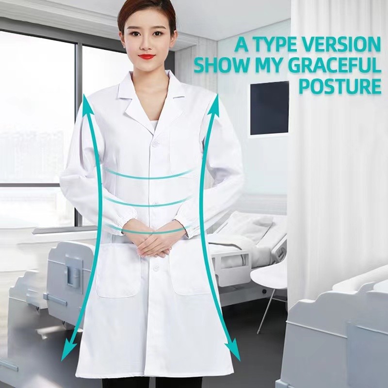Long Sleeve Lab Coat Doctor Laboratory Lab Coat Gown White L | 蝦皮購物