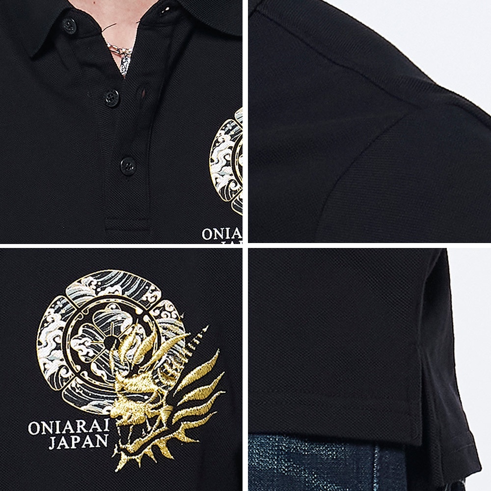BLUE WAY 鬼洗 ONIARAI - 男款 經典家徽鬼頭短袖POLO衫(黑) | 蝦皮購物